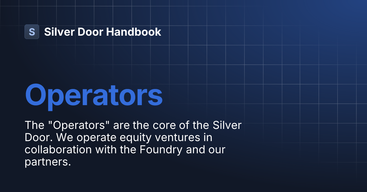 Operators | Silver Door Handbook